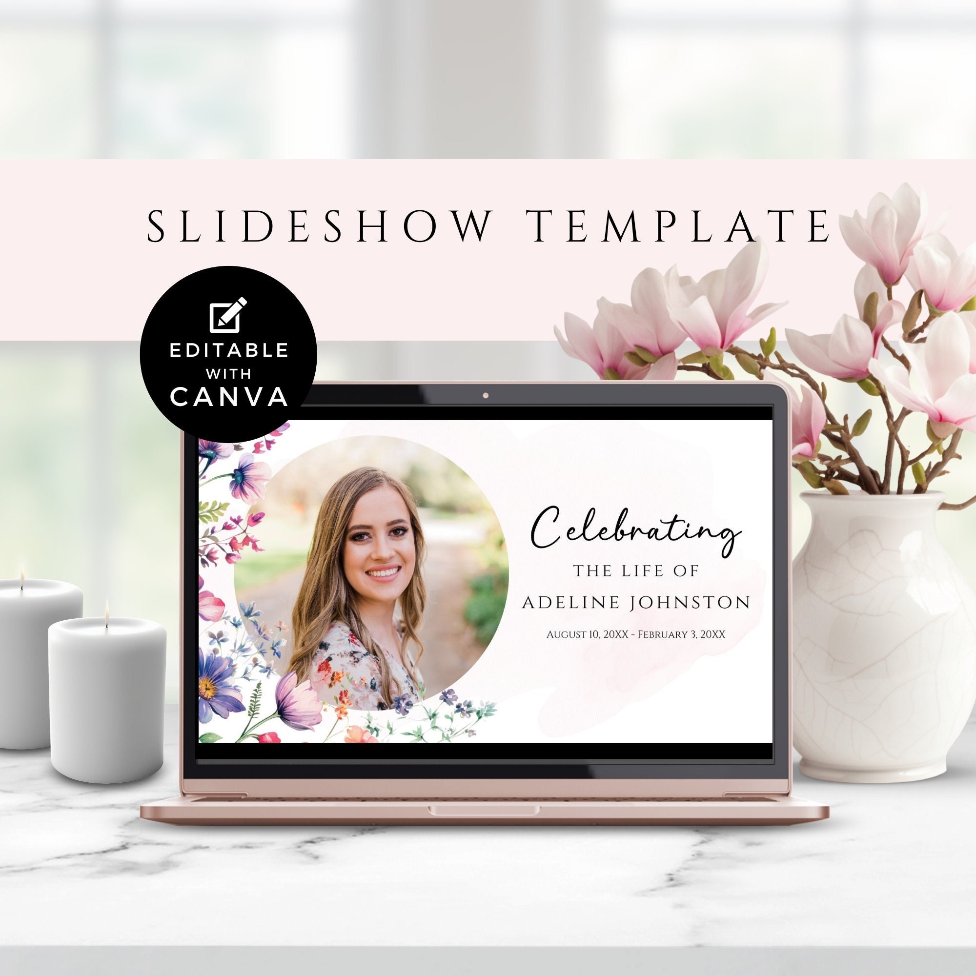 Funeral Slideshow Template Canva, Celebrating the Life of Presentation ...