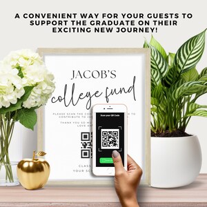 QR Code Sign for Graduation, College Fund Cash Gift Donations, High ...