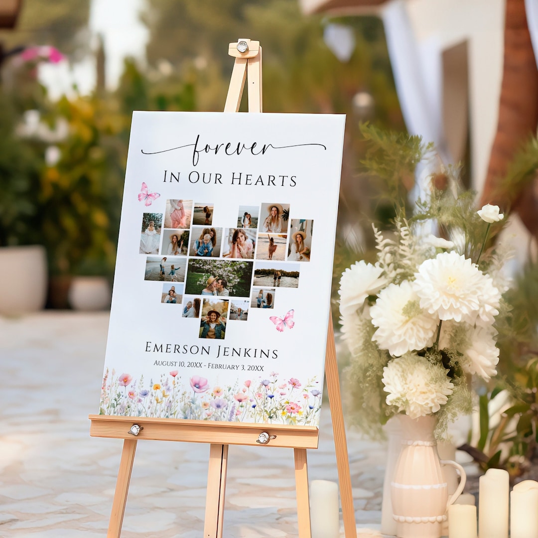 Funeral Welcome Sign Personalized,editable Memorial Service Photo Board ...