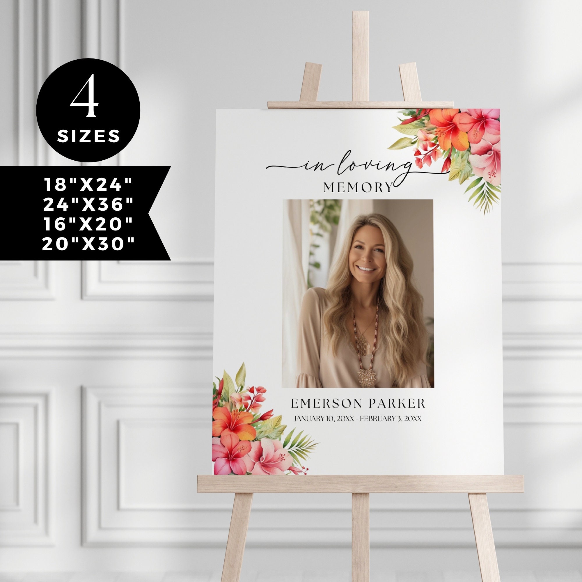 Funeral Welcome Sign Personalized, Editable Memorial Service Photo ...