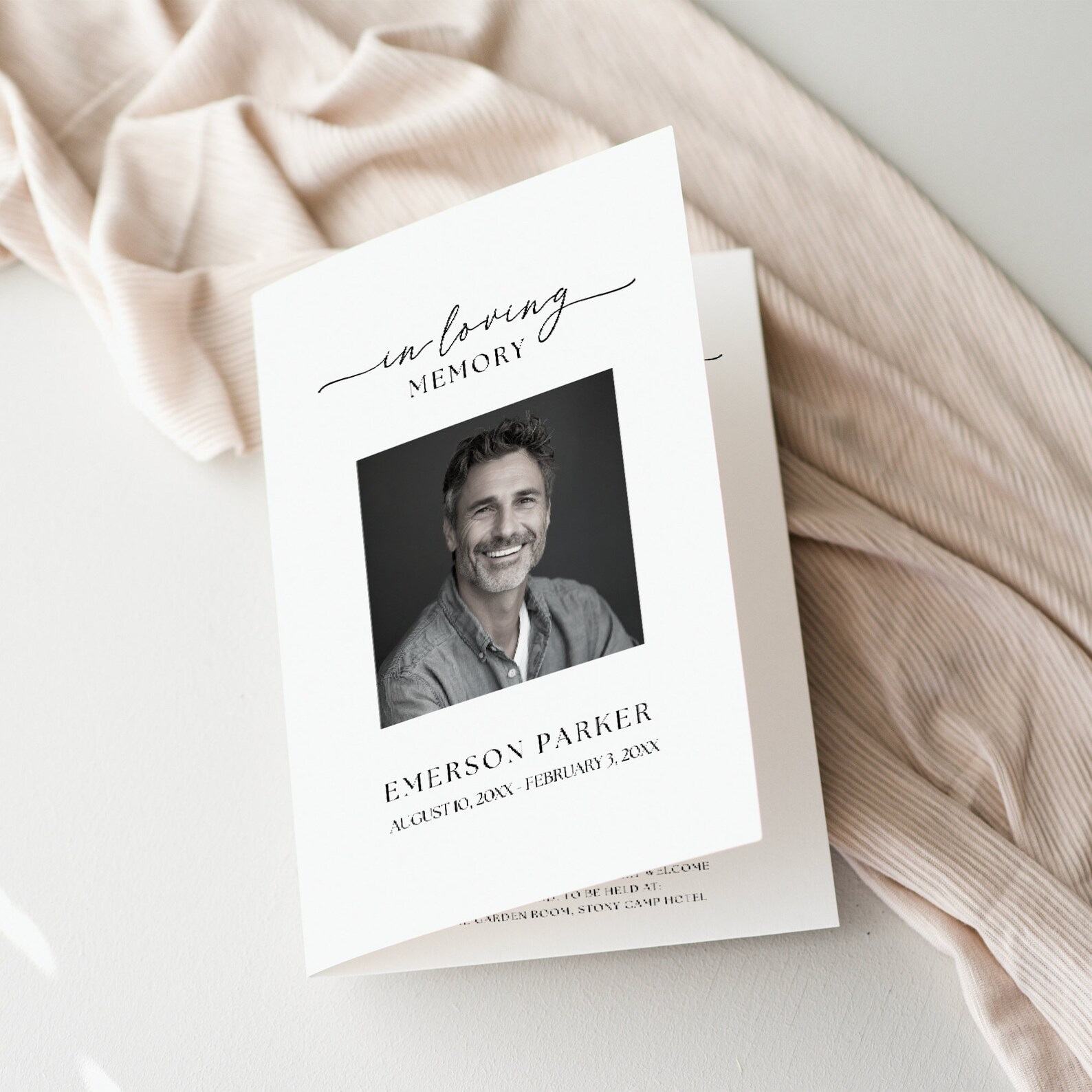 Minimal Funeral Program Template, Simple Design for Man, Memorial ...
