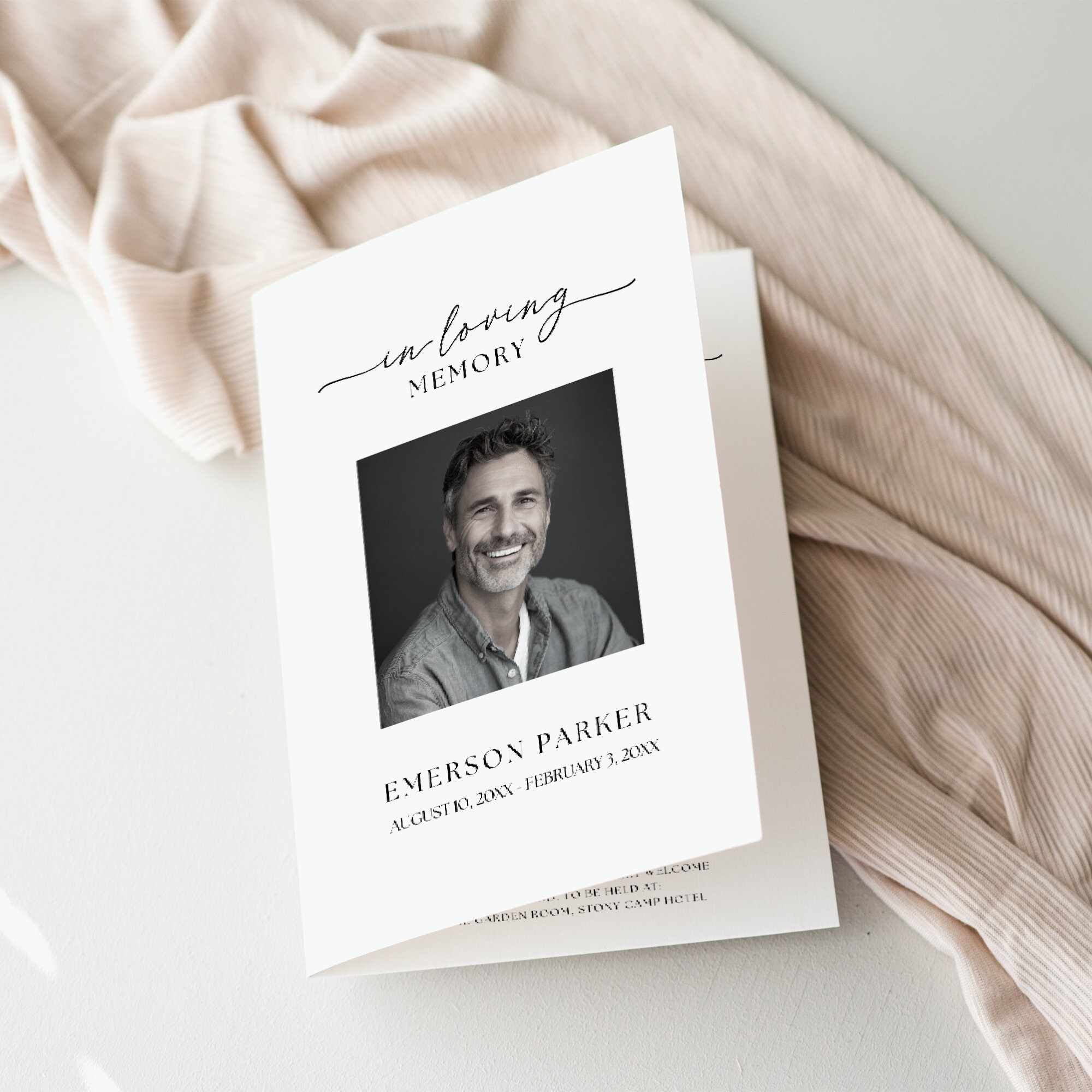 Minimal Funeral Program Template, Simple Design for Man, Memorial ...