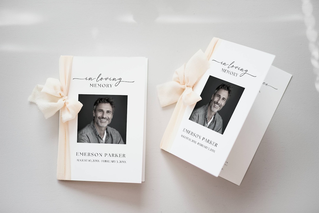 Minimal Funeral Program Template, Simple Design for Man, Memorial ...