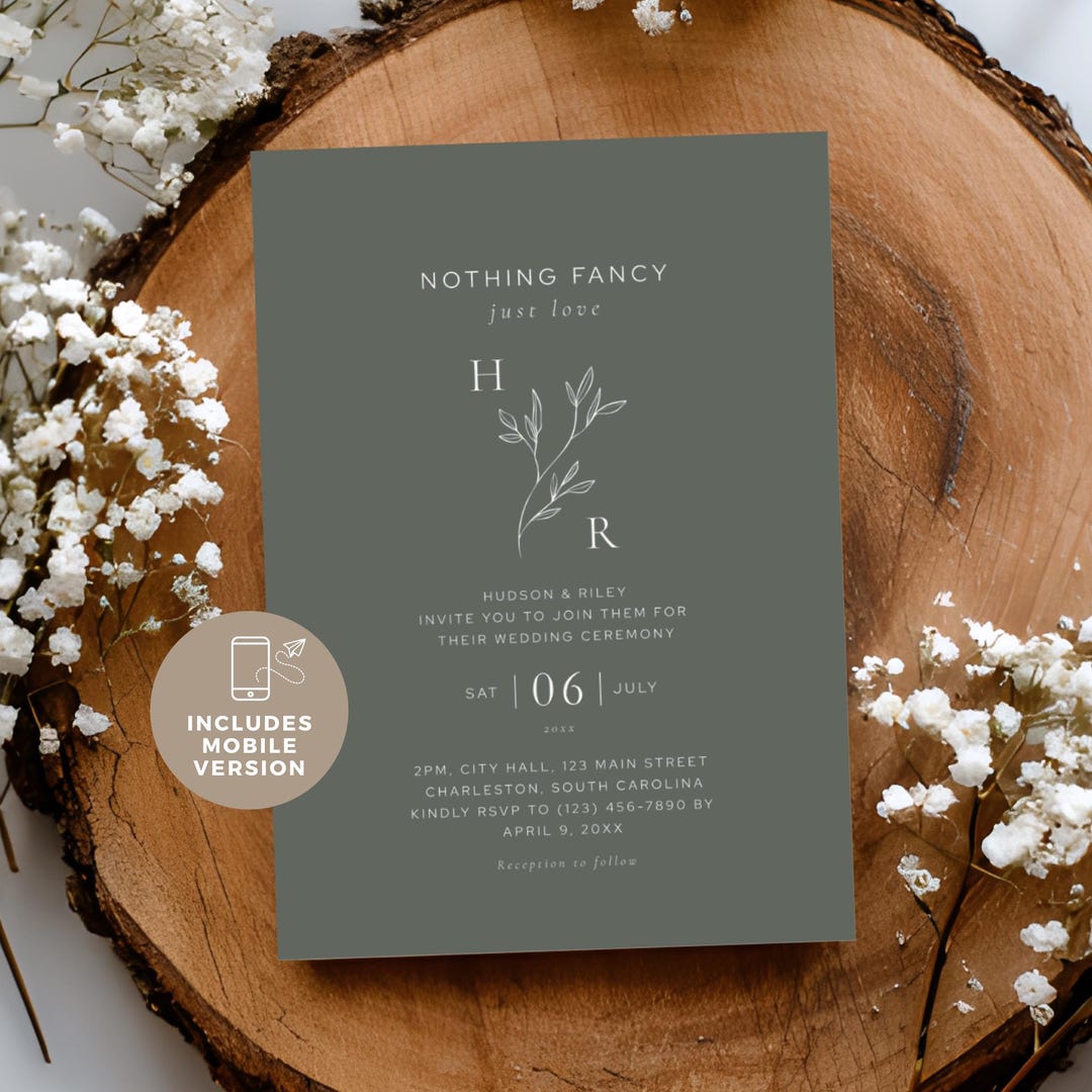 Civil Wedding Invite Template, Courthouse City Hall Minimalist, Modern ...
