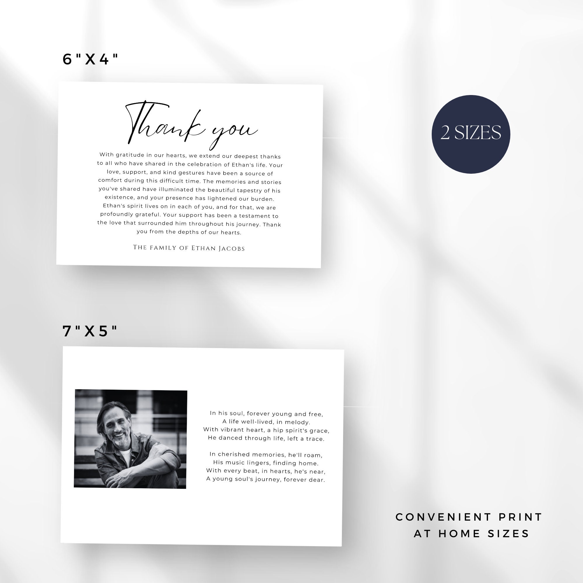 Personalized Sympathy Acknowledgement Card, Funeral Thank You Card ...