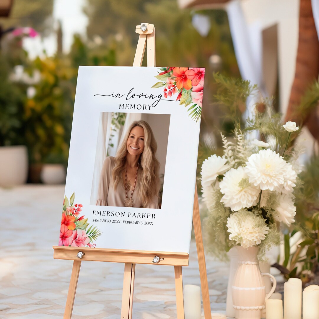 Funeral Welcome Sign Personalized, Editable Memorial Service Photo ...