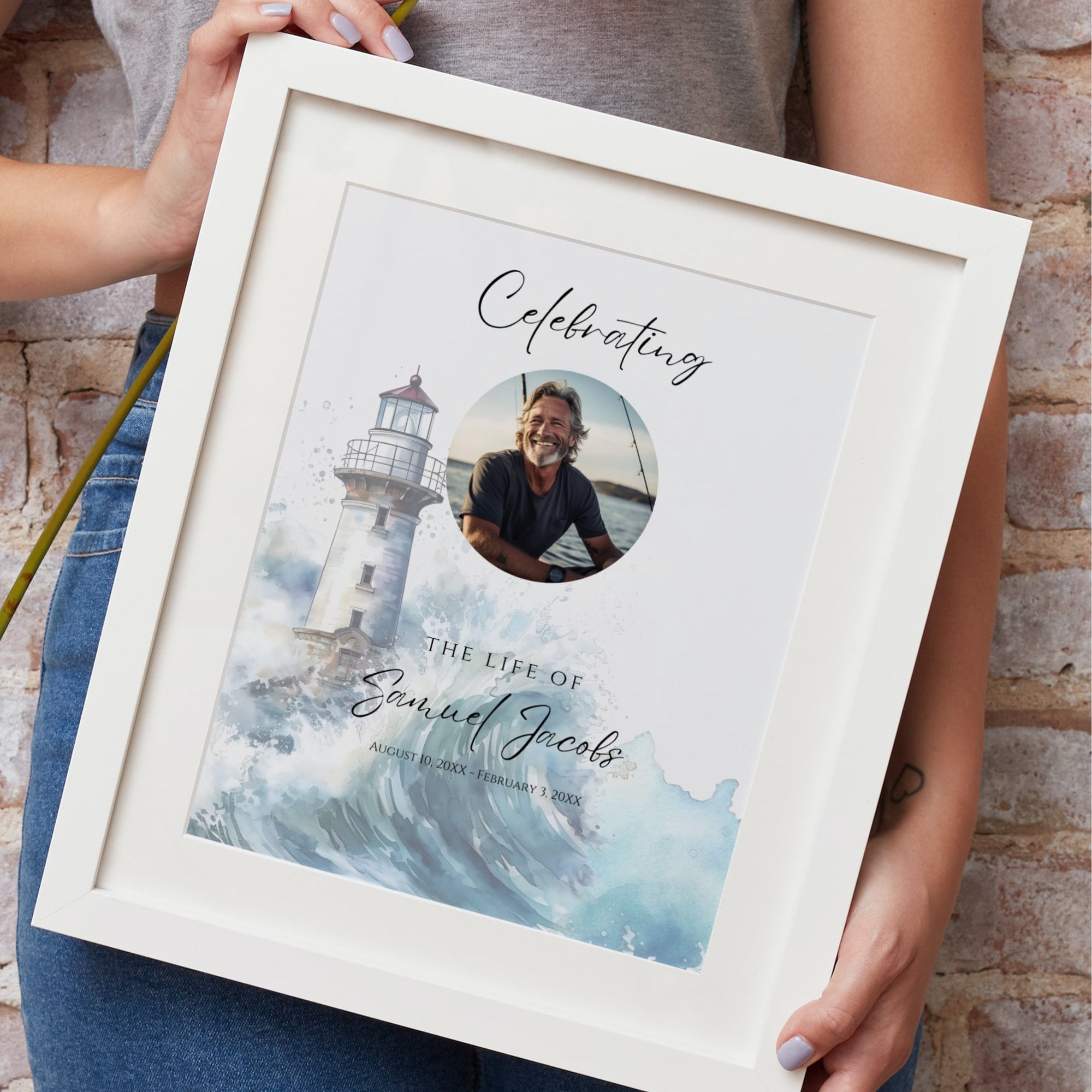 Funeral Poster Ocean, Funeral Welcome Sign Canva, for Man, Celebration ...