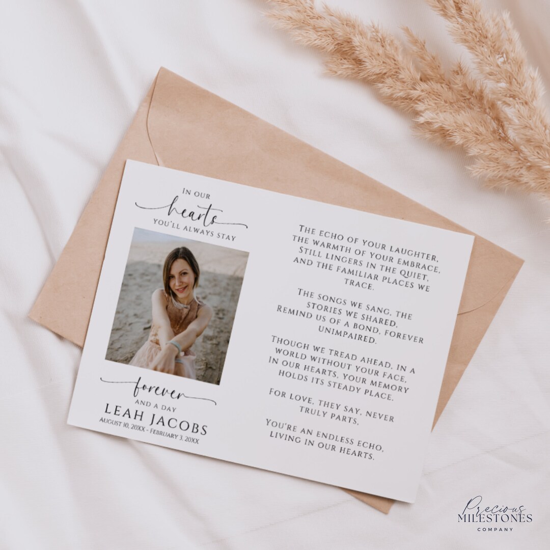 Personalized Sympathy Acknowledgement Card, Funeral Thank You Card ...