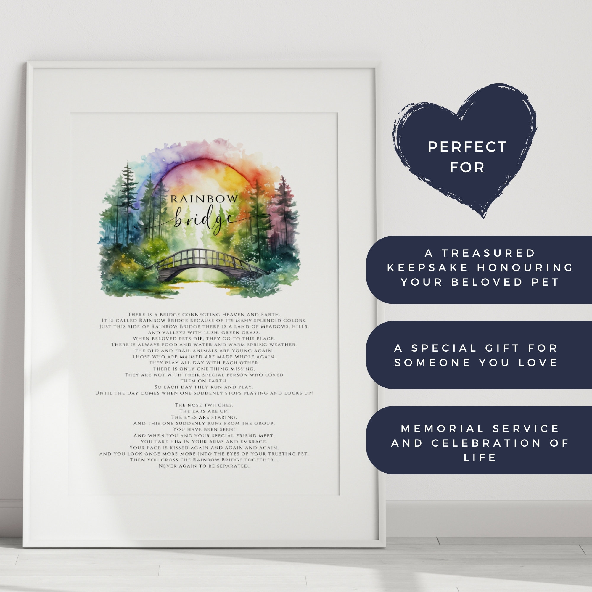 Rainbow Bridge Poem Download, Digital Printable Tribute Sign, Pet Loss ...