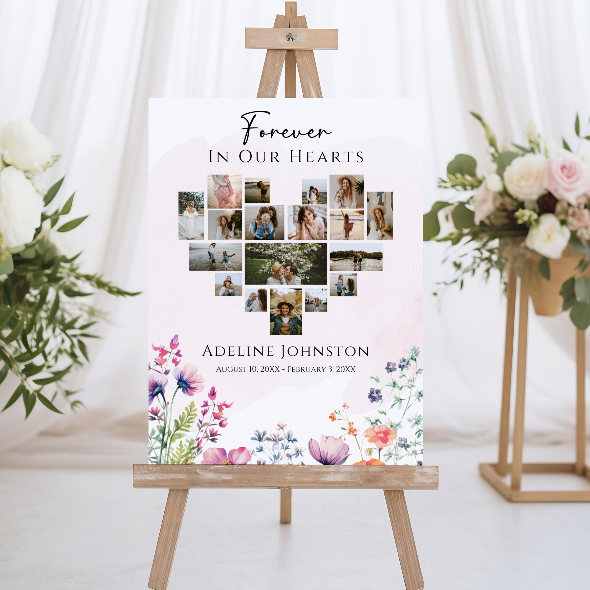 Funeral Welcome Sign Personalized,editable Memorial Service Photo Board ...