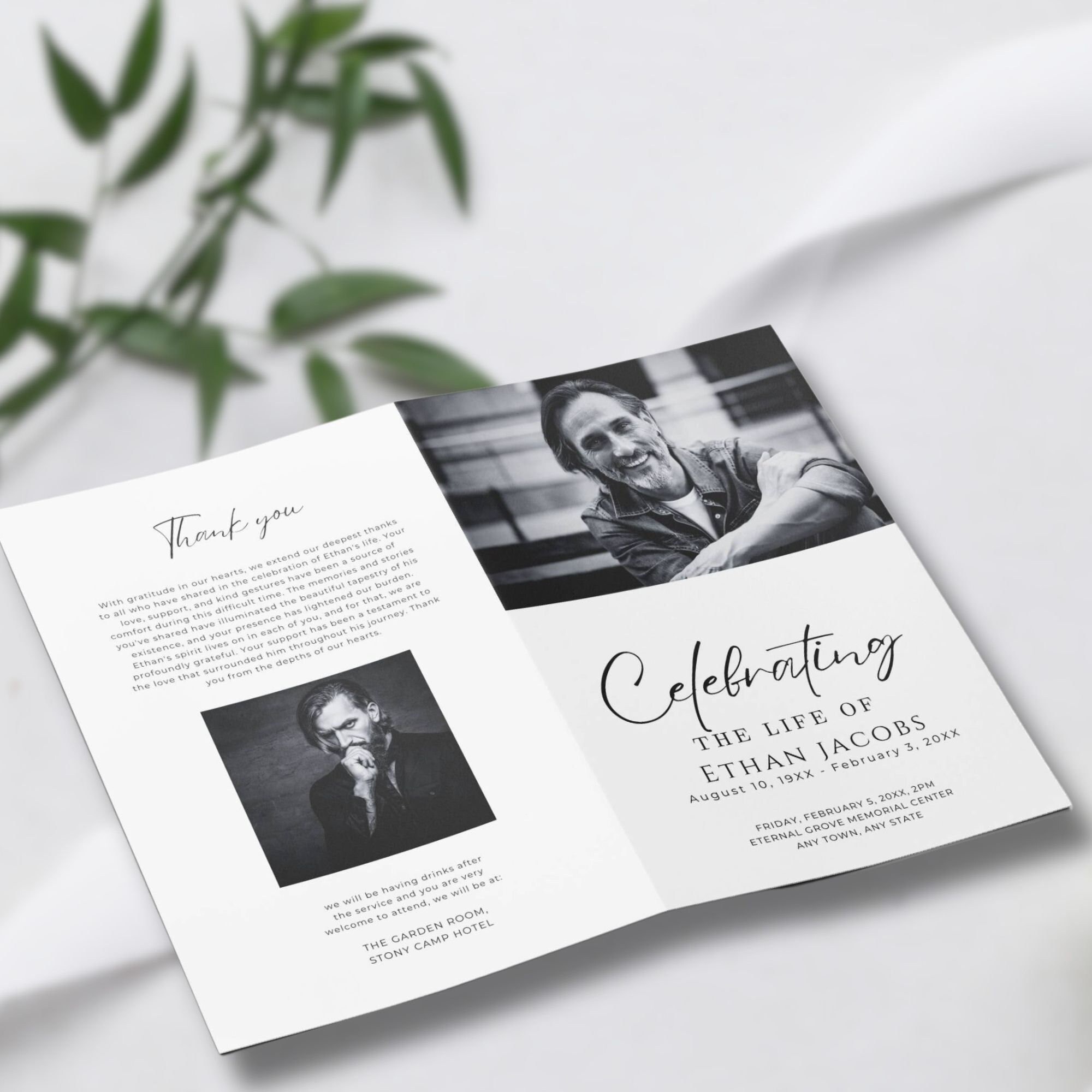 Minimal Funeral Program Template Simple Funeral Memorial - Etsy UK