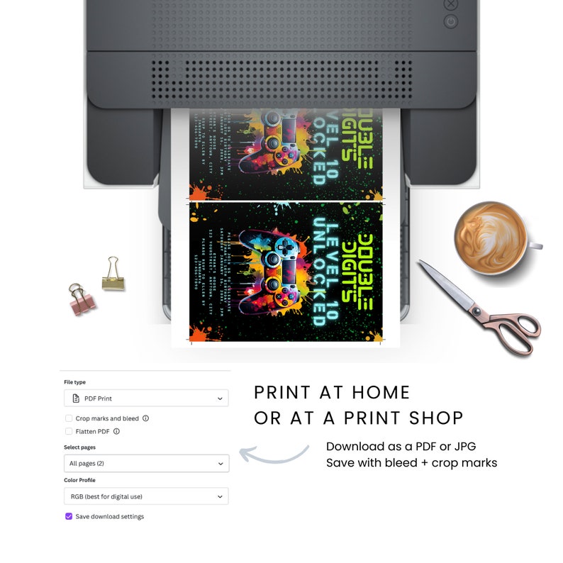 Double Digit Birthday Invite Boy, Video Game Gamer Party Editable ...