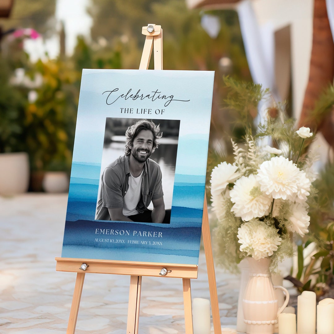 Funeral Welcome Sign Personalized,editable Memorial Service Photo Board ...