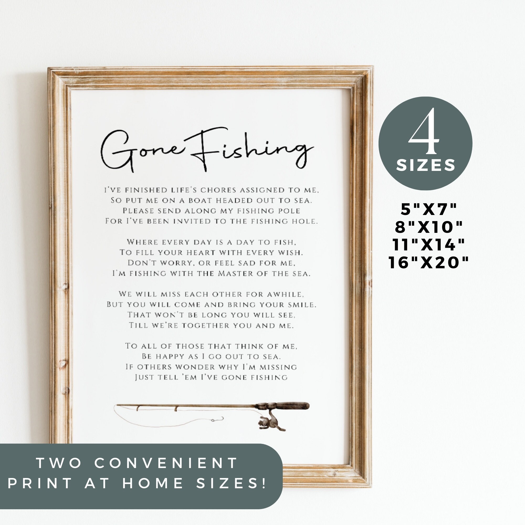Memorial Sign Fishing, Gone Fishing Funeral Poem, Keepsake for ...