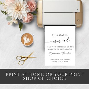 Reserved Seating Sign Wedding in Memory, Canva Template in Loving ...