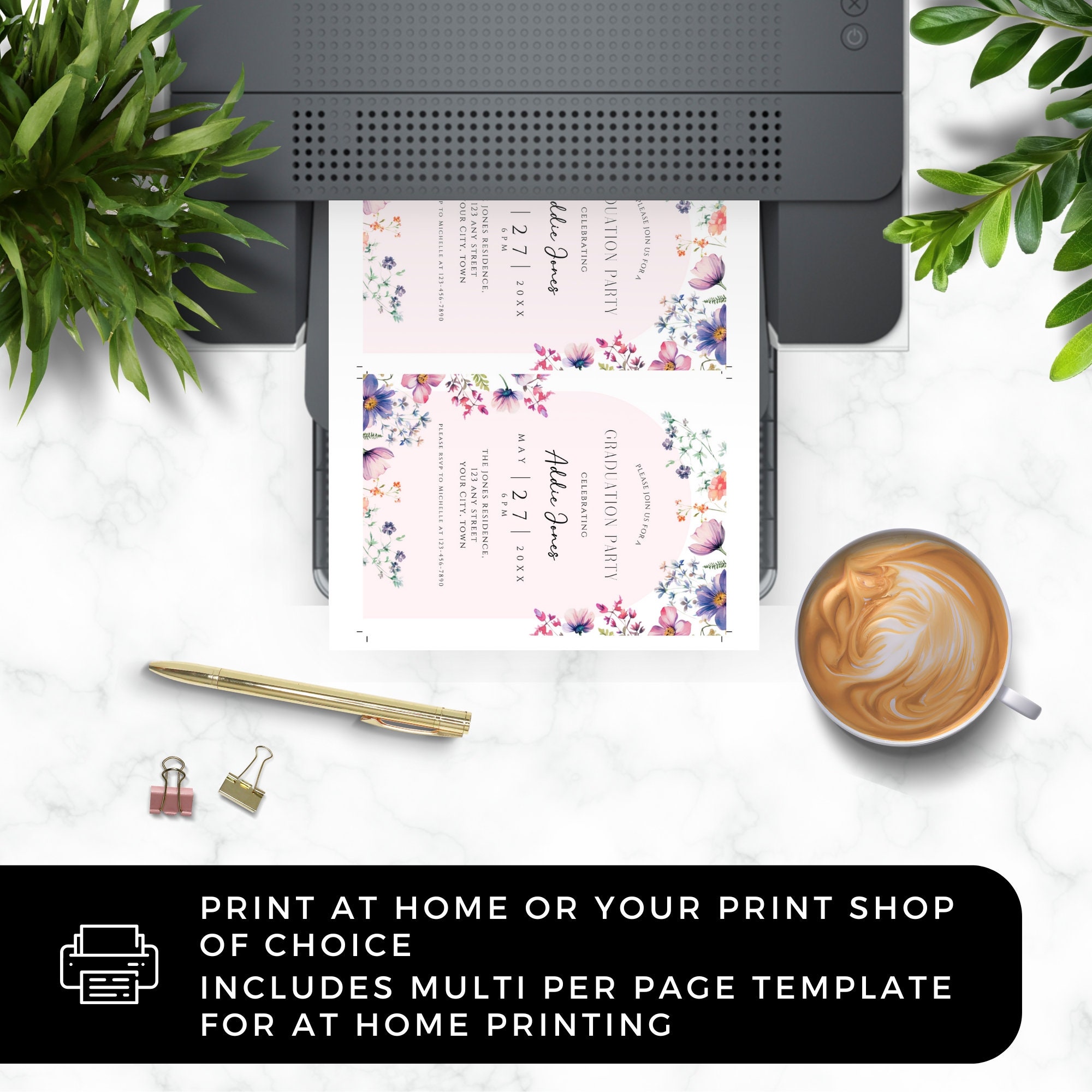 Wildflower Graduation Photo Invitation Template, Grad Party ...