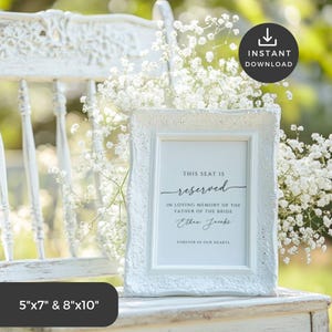 Reserved Seating Sign Wedding in Memory, Canva Template in Loving ...
