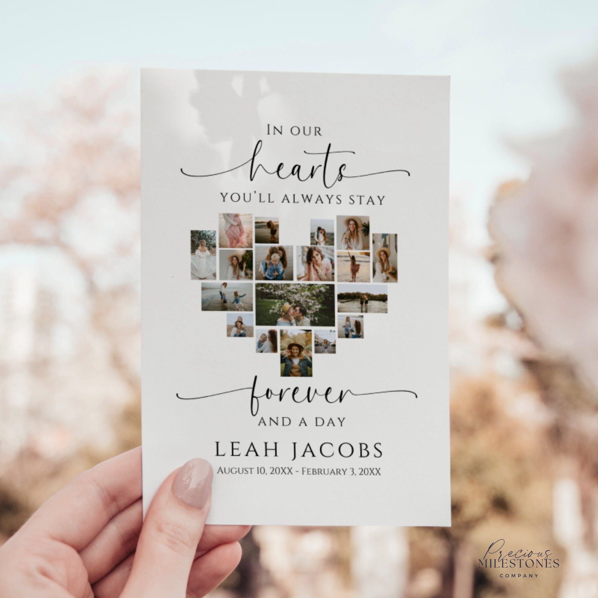 Double Sided Funeral Program Template, in Our Hearts Memorial Program ...