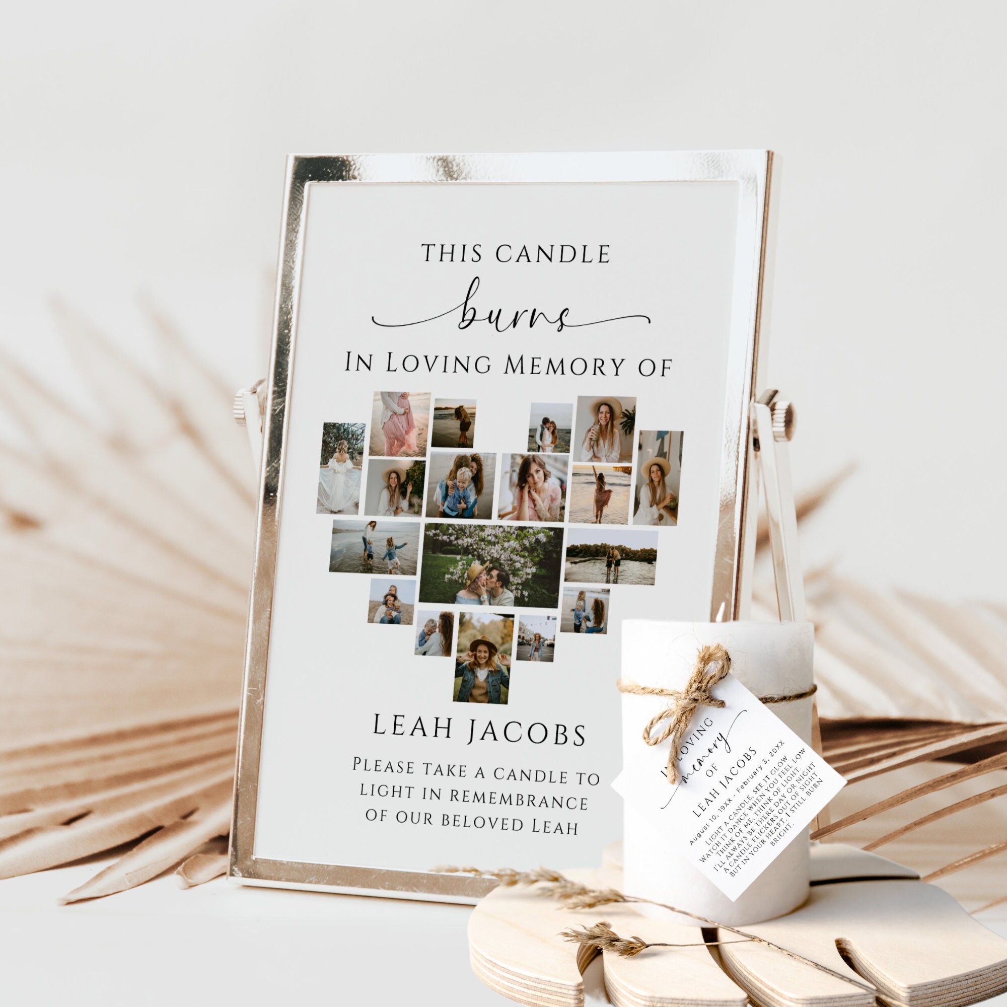 This Candle Burns in Memory, Funeral Favor Candle Tag and Sign ...