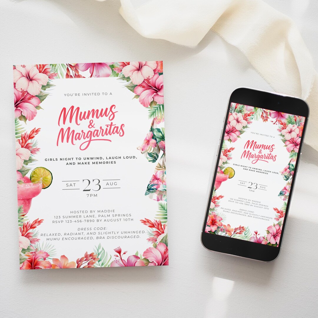 Mumu Party Invitation, Editable Digital Template, Muumuu Margarita ...