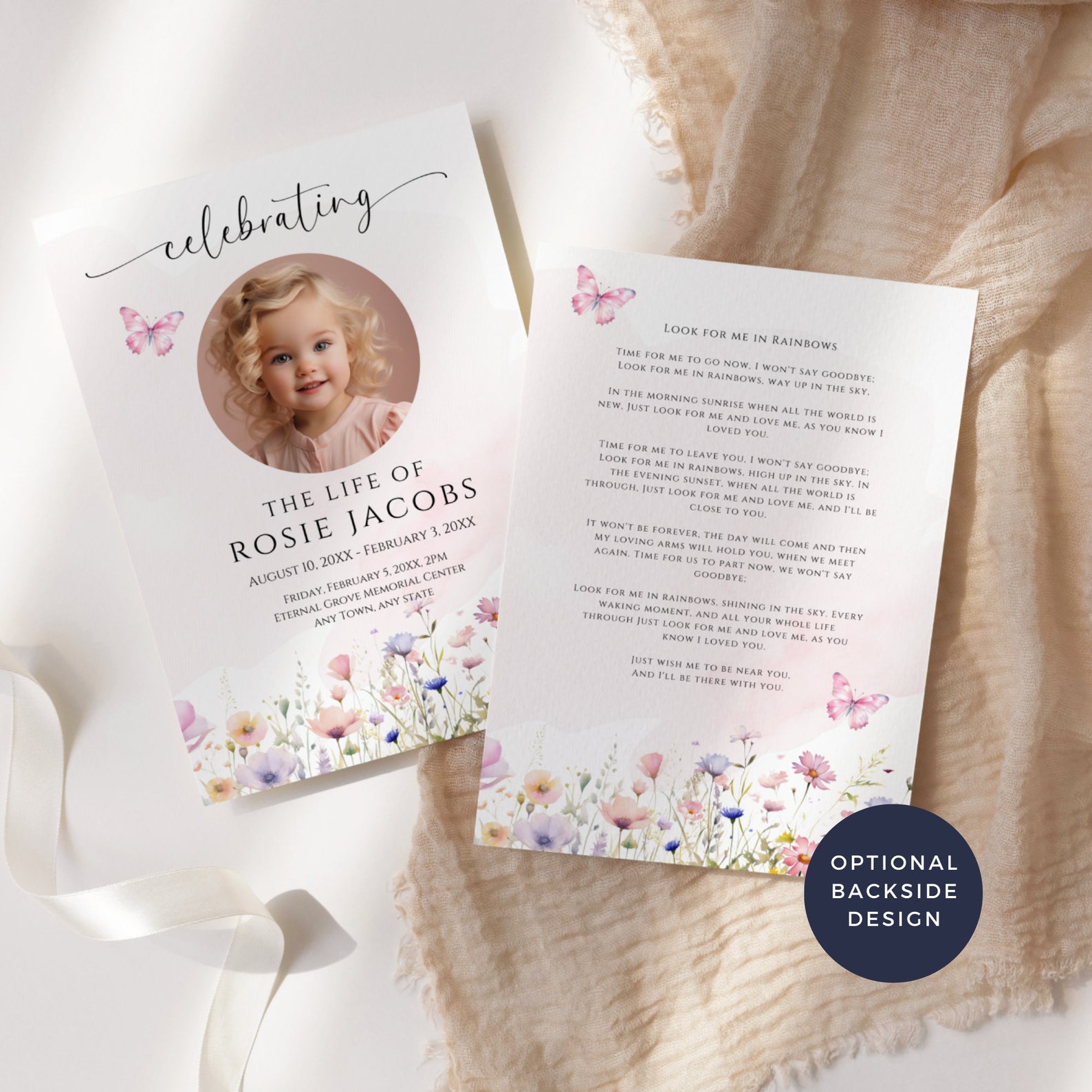 Baby Child Funeral Invitation Announcement Template Printable - Etsy