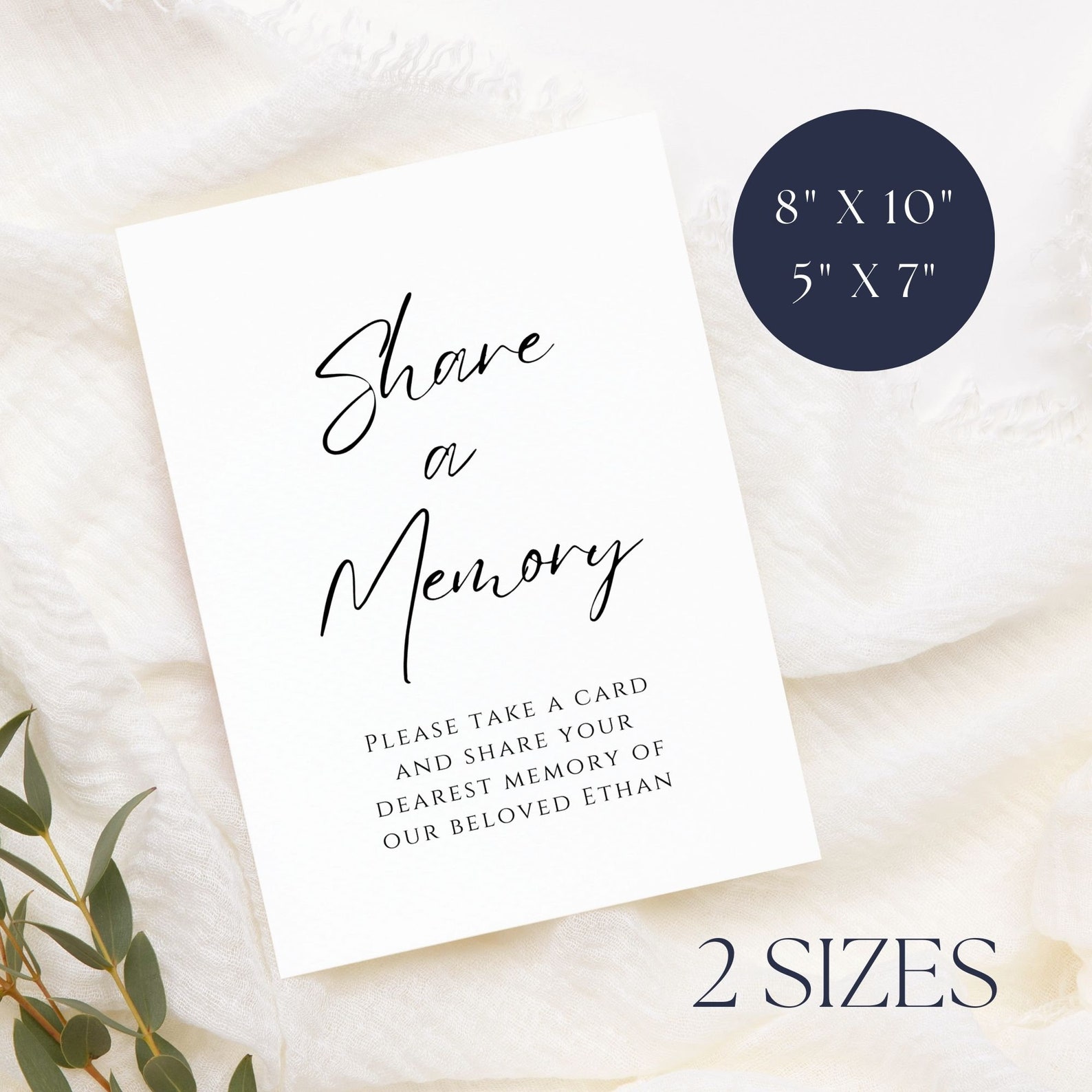 Simple Funeral Share a Memory Sign, Your Favorite Memory, Memorial Card ...