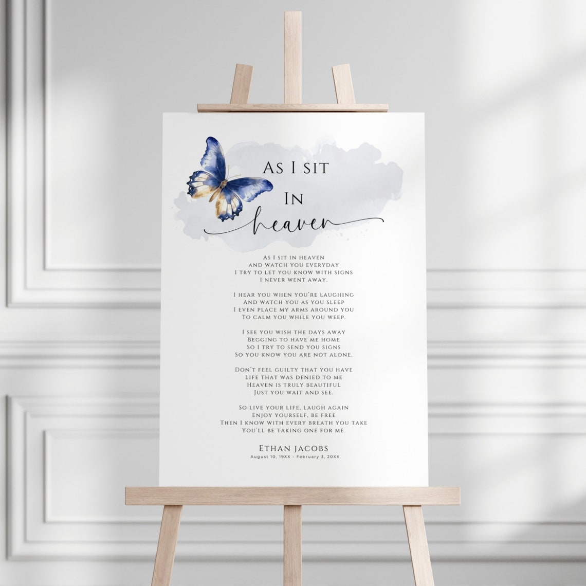 As I Sit in Heaven Butterfly, Memorial Tribute Poem Printable, Instant ...
