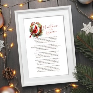 Printable Christmas in Heaven Poem, With Jesus This Year, Remembrance ...