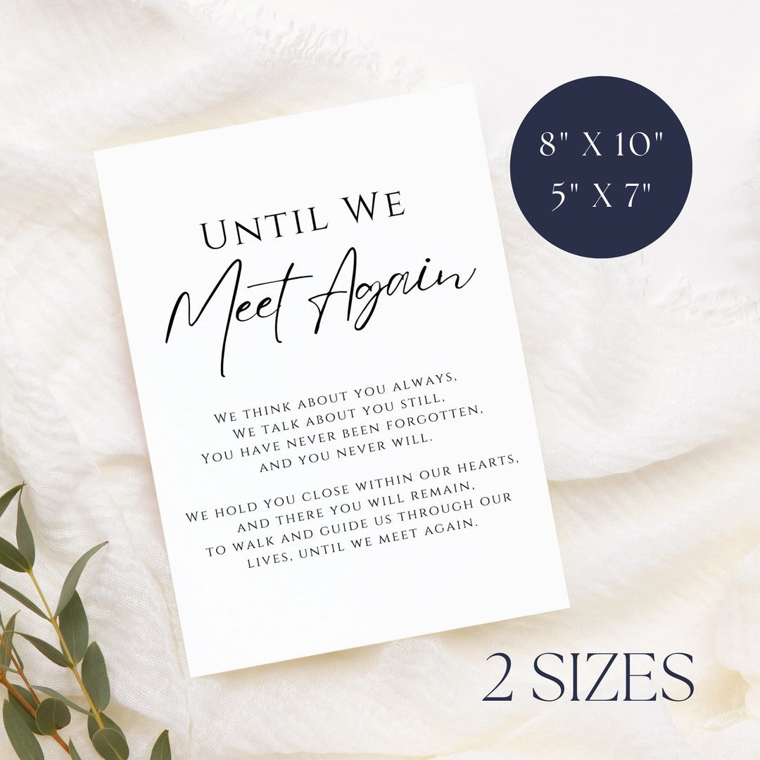 Until We Meet Again Sign, Memorial Sign, Celebration of Life Sign ...