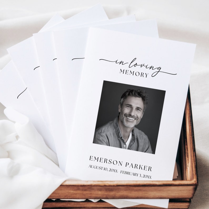 Minimal Funeral Program Template, Simple Design for Man, Memorial ...