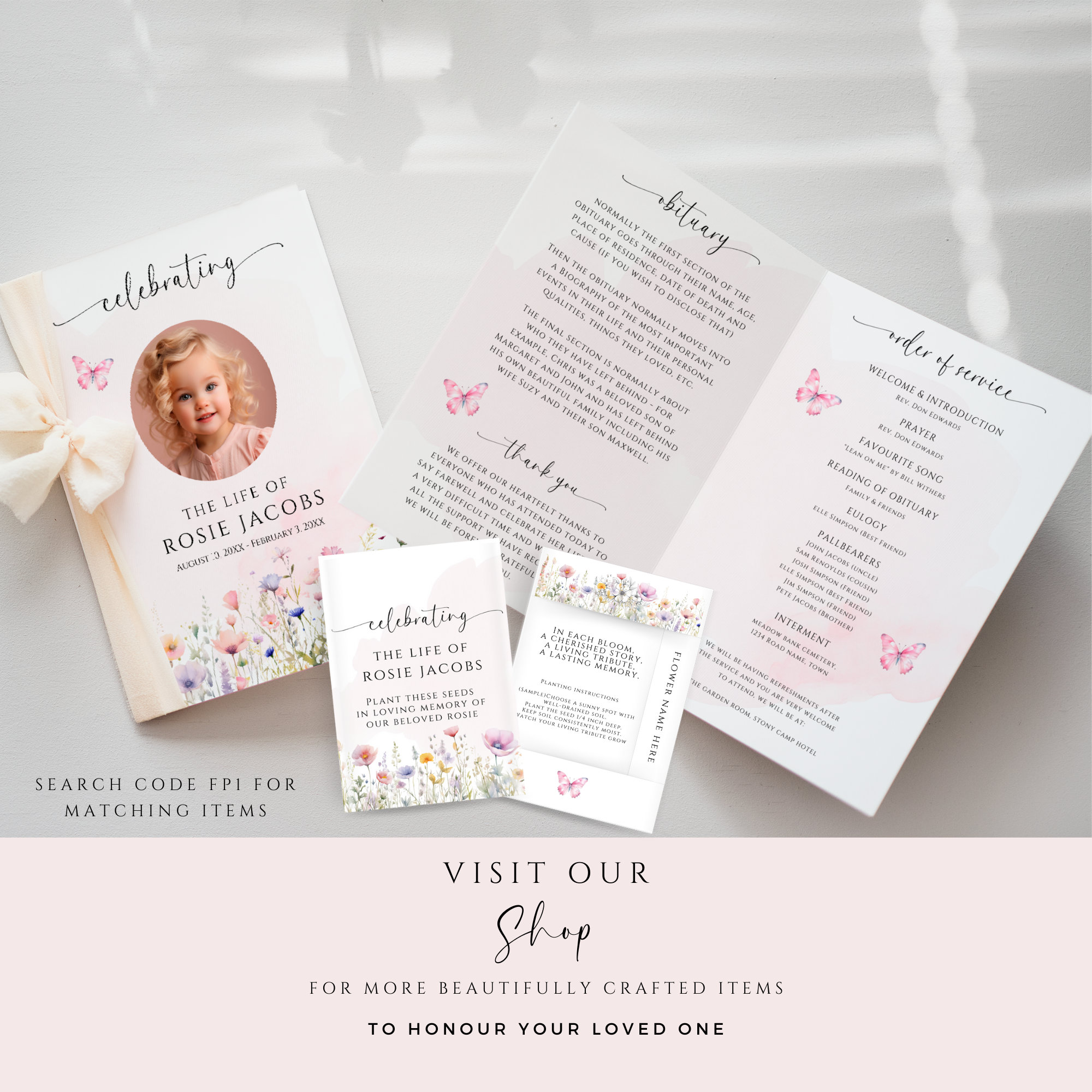 Baby Child Funeral Invitation Announcement Template, Printable Editable ...