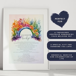 Rainbow Bridge Poem Download, Digital Printable Tribute Sign, Pet Loss ...