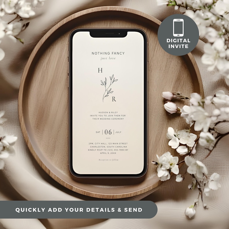 Civil Wedding Invite Template, Courthouse City Hall Minimalist, Modern ...
