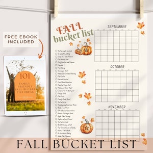 Printable Fall Calendar Poster, Fall Activities Calendar, Autumn ...