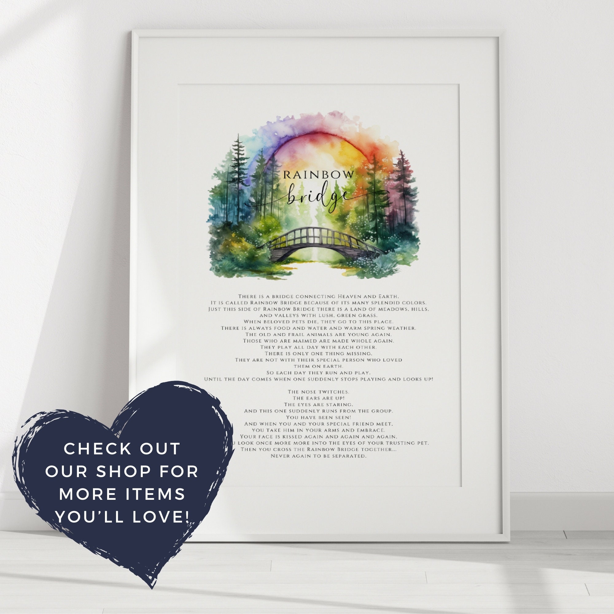 Rainbow Bridge Poem Download, Digital Printable Tribute Sign, Pet Loss ...