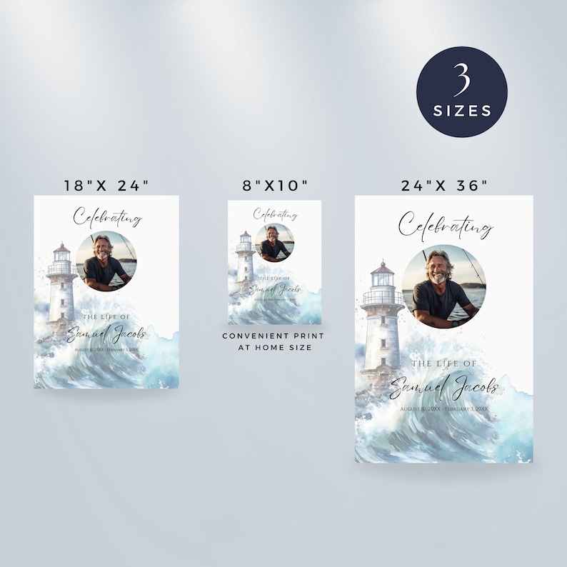 Funeral Poster Ocean, Funeral Welcome Sign Canva, for Man, Celebration ...