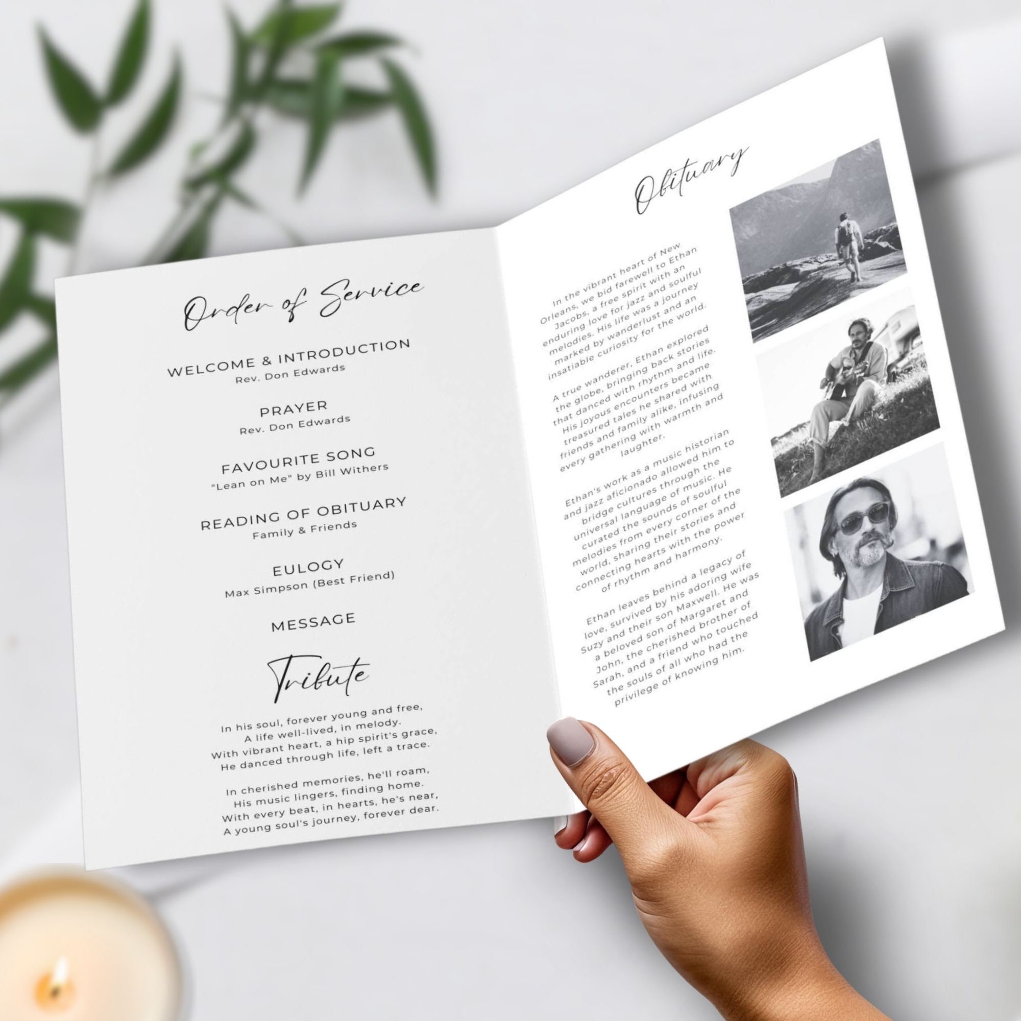 Minimal Funeral Program Template Simple Funeral Memorial - Etsy UK