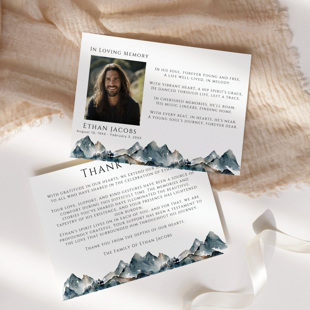 Funeral Thank You Card, Sympathy Acknowledgement Card, Sympathy Thank ...