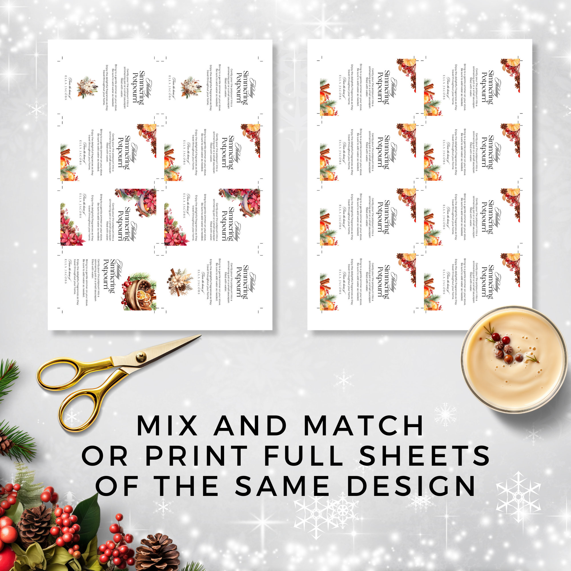 Christmas Potpourri Printable Tag, Stovetop Simmering Pot, Holiday ...