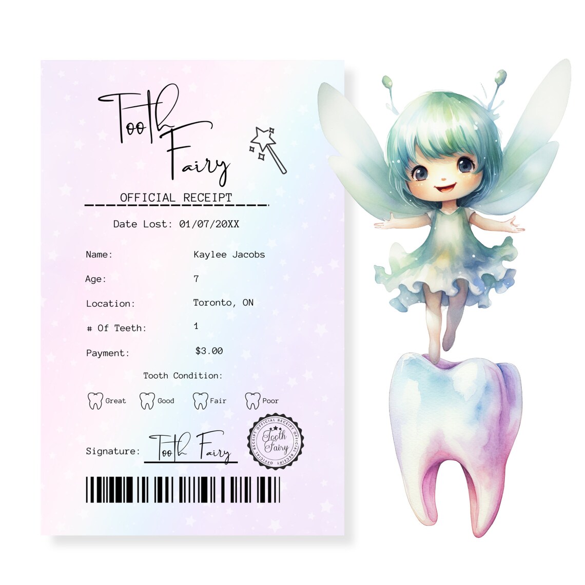 Printable Mini Tooth Fairy Set With Envelope Editable Tooth - Etsy