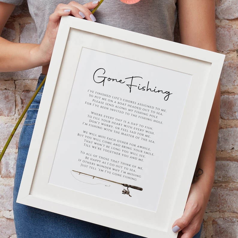 Memorial Sign Fishing, Gone Fishing Funeral Poem, Keepsake for ...