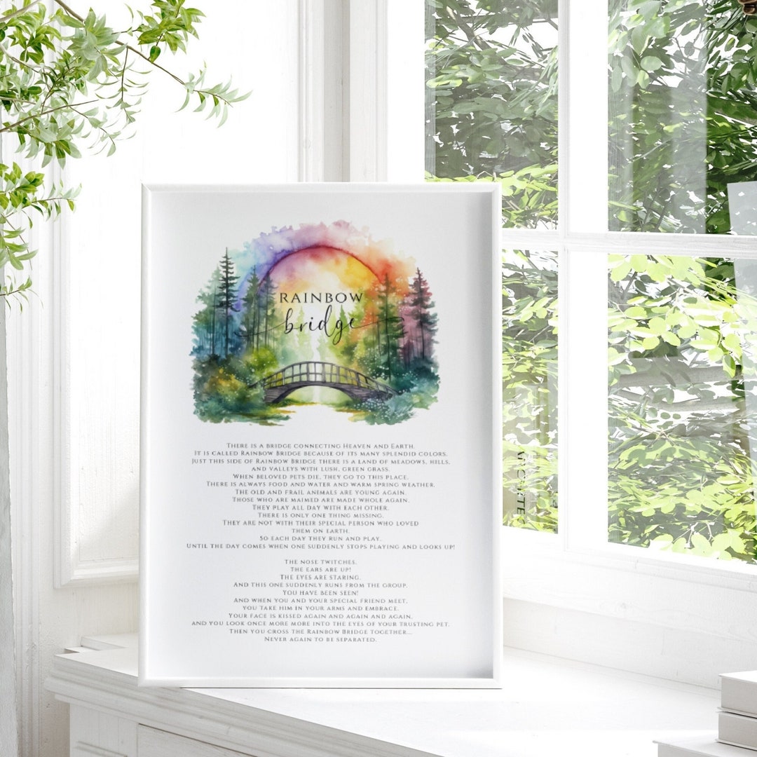 Rainbow Bridge Poem Download, Digital Printable Tribute Sign, Pet Loss ...