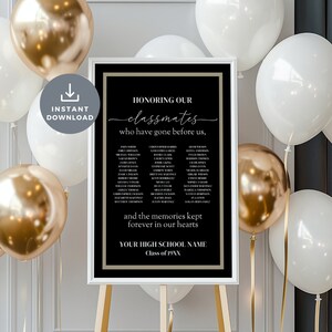 High School Reunion Memorial Sign, in Loving Memory of Classmates ...