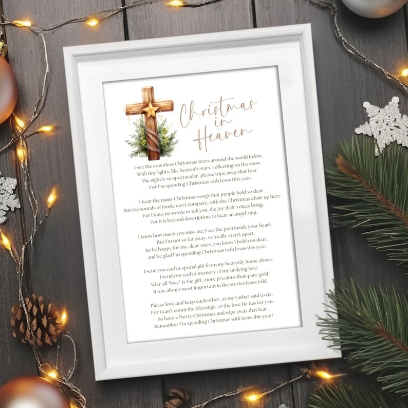 Printable Christmas in Heaven Poem, With Jesus This Year, Remembrance ...