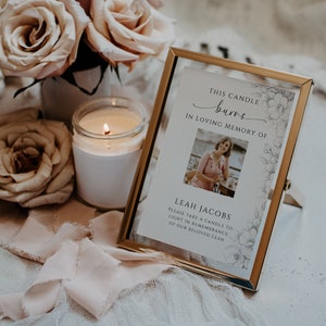 This Candle Burns in Memory, Funeral Favor Candle Tag Sign, Minimal ...