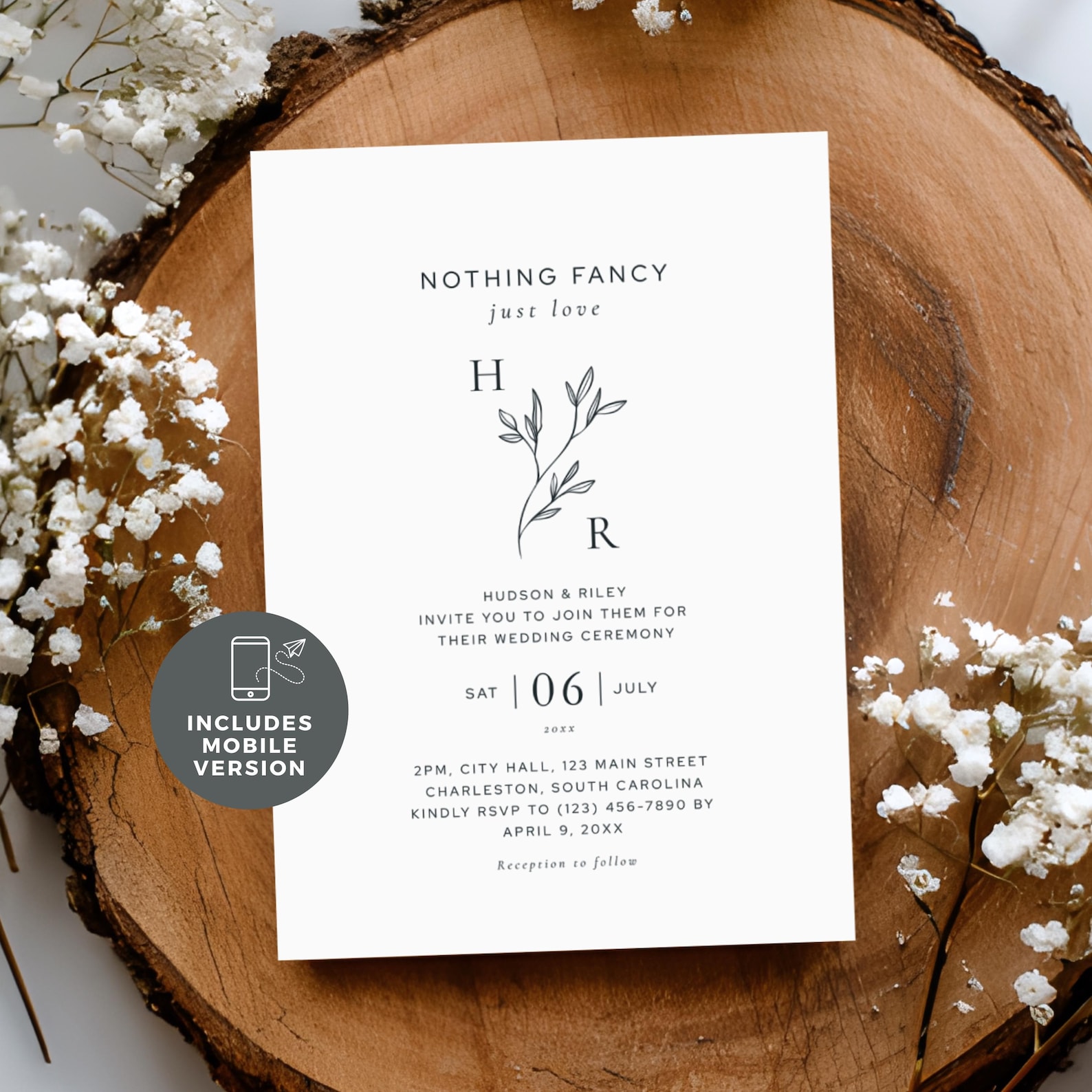 Civil Wedding Invite Template, Courthouse City Hall Minimalist, Modern ...