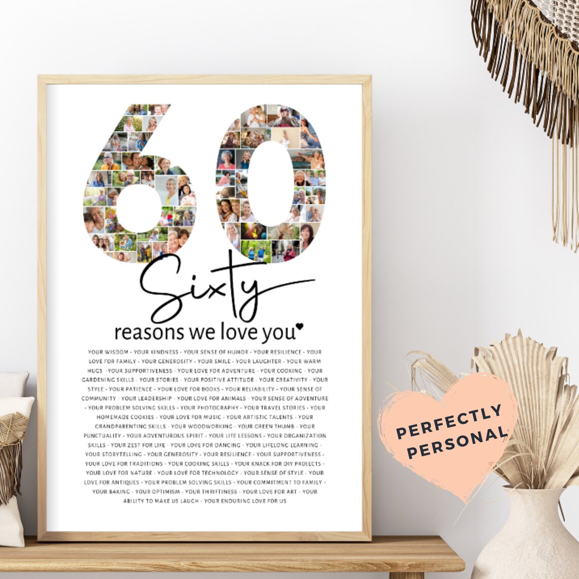 60 Reasons Why We Love You Photo Collage, Birthday Gift for Man or ...