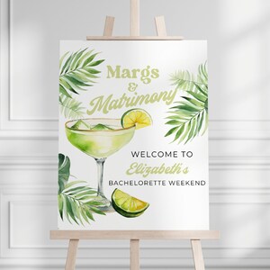 Margs and Matrimony Bachelorette Sign, Hen Party Welcome Poster ...