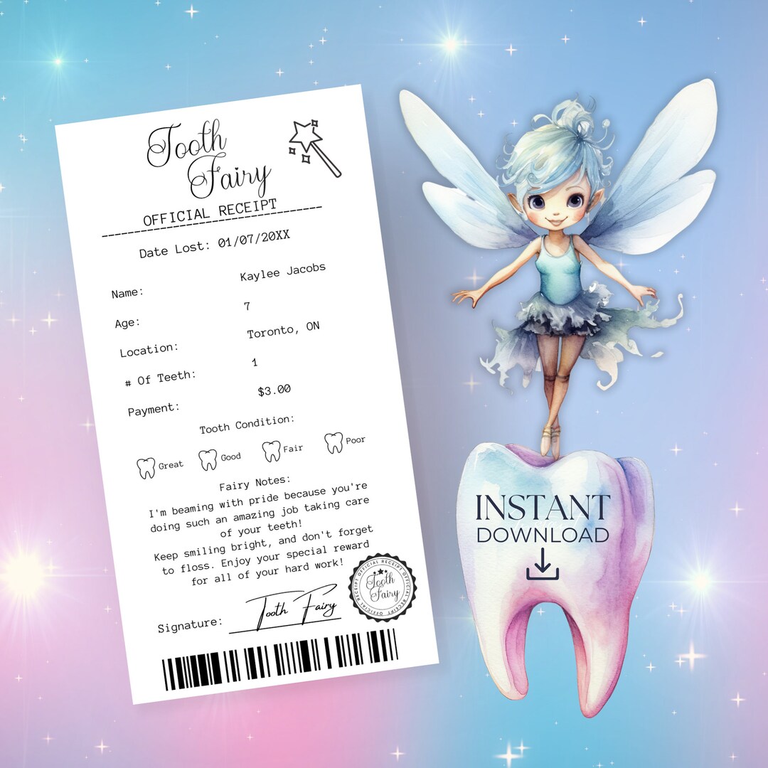 Editable Tooth Fairy Receipt | Editable Tooth Fairy Letter | Realistic ...