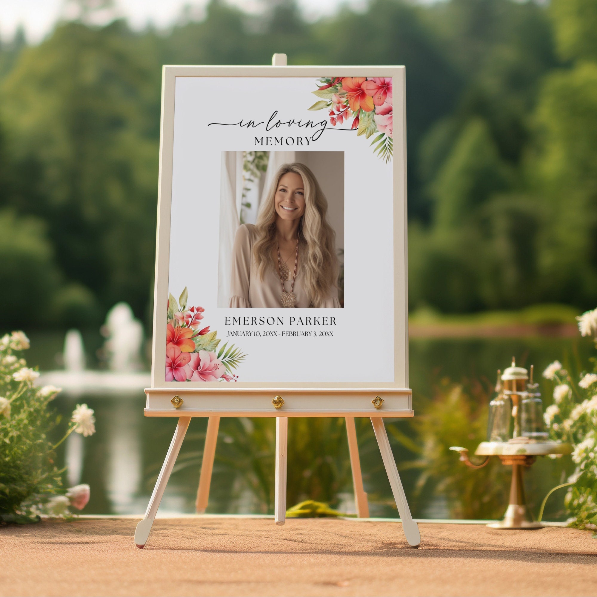 Funeral Welcome Sign Personalized, Editable Memorial Service Photo ...